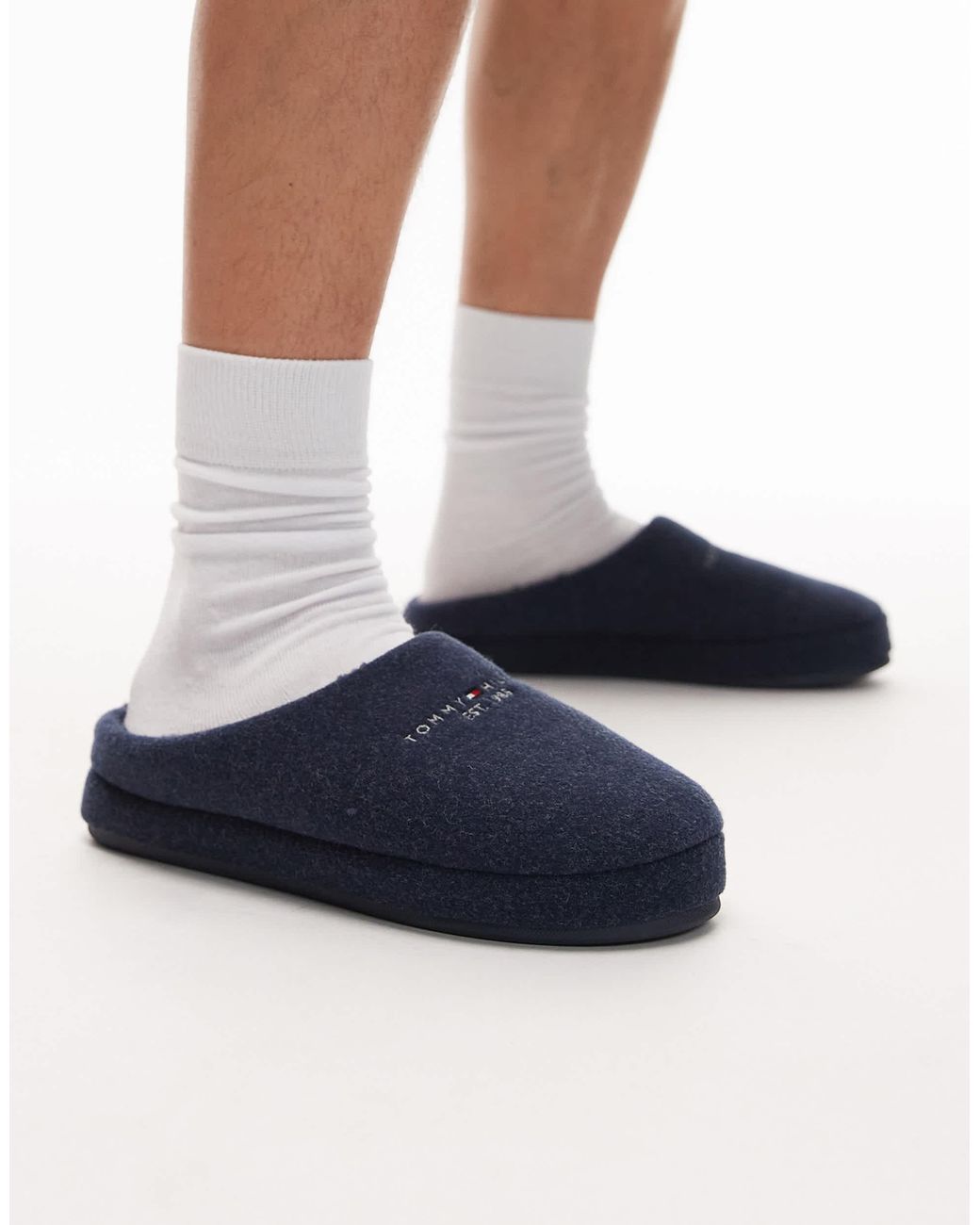 Tommy Hilfiger Linear Logo Slippers in Blue for Men | Lyst