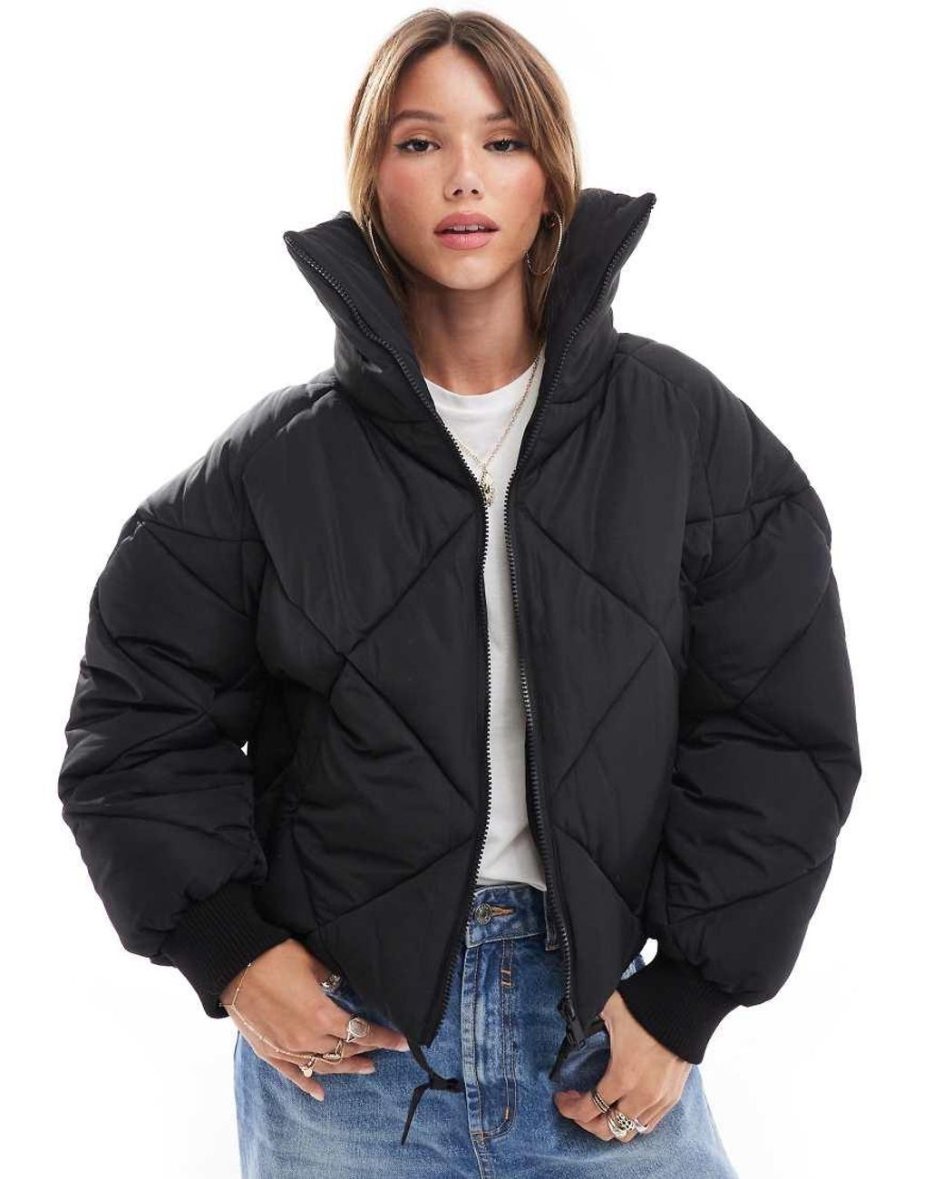 Brave Soul Quilted Puffer Jacket in Blue | Lyst UK