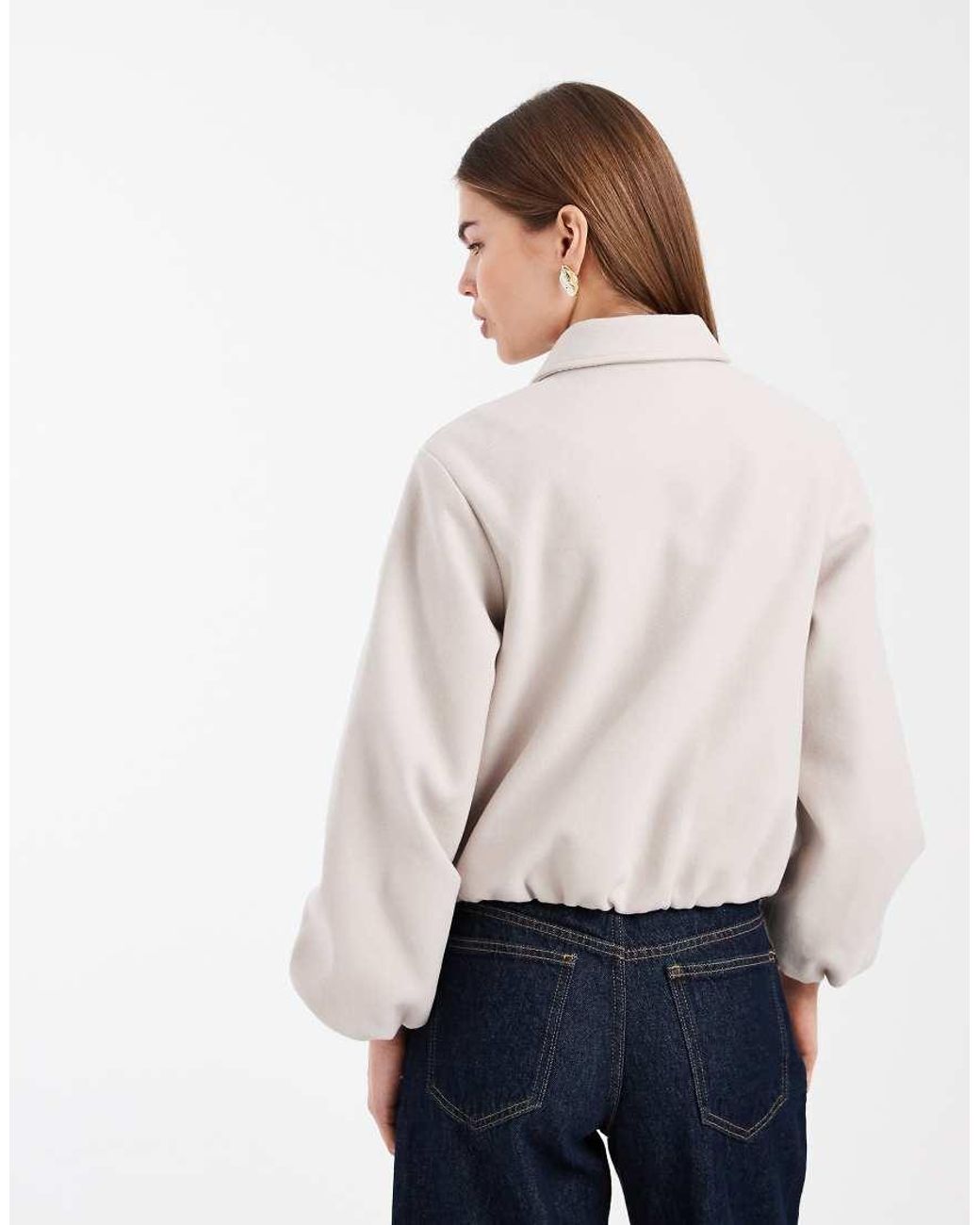 New Look Zip Through Bomber Jacket in Natural | Lyst UK