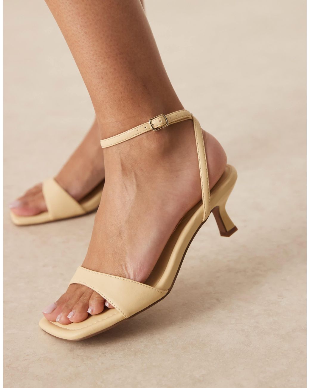 ASOS Wide Fit Heart Throb Barely There Kitten Heel Sandals in Natural ...