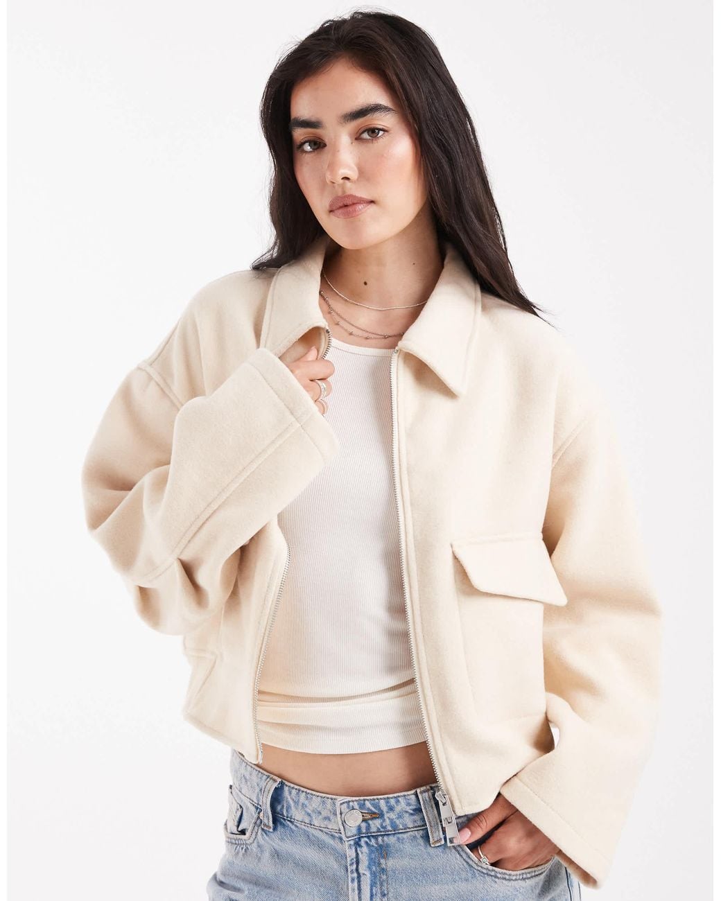 ASOS Clean Formal Bomber in Natural | Lyst