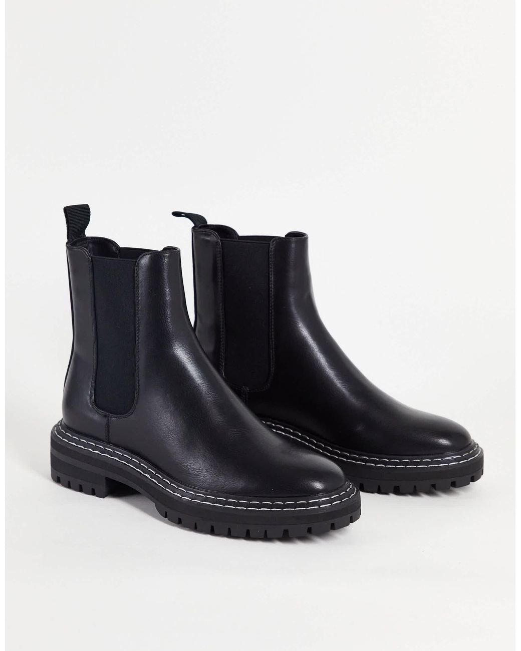 ONLY Chelsea Boot With Contrast Stitch in Black | Lyst