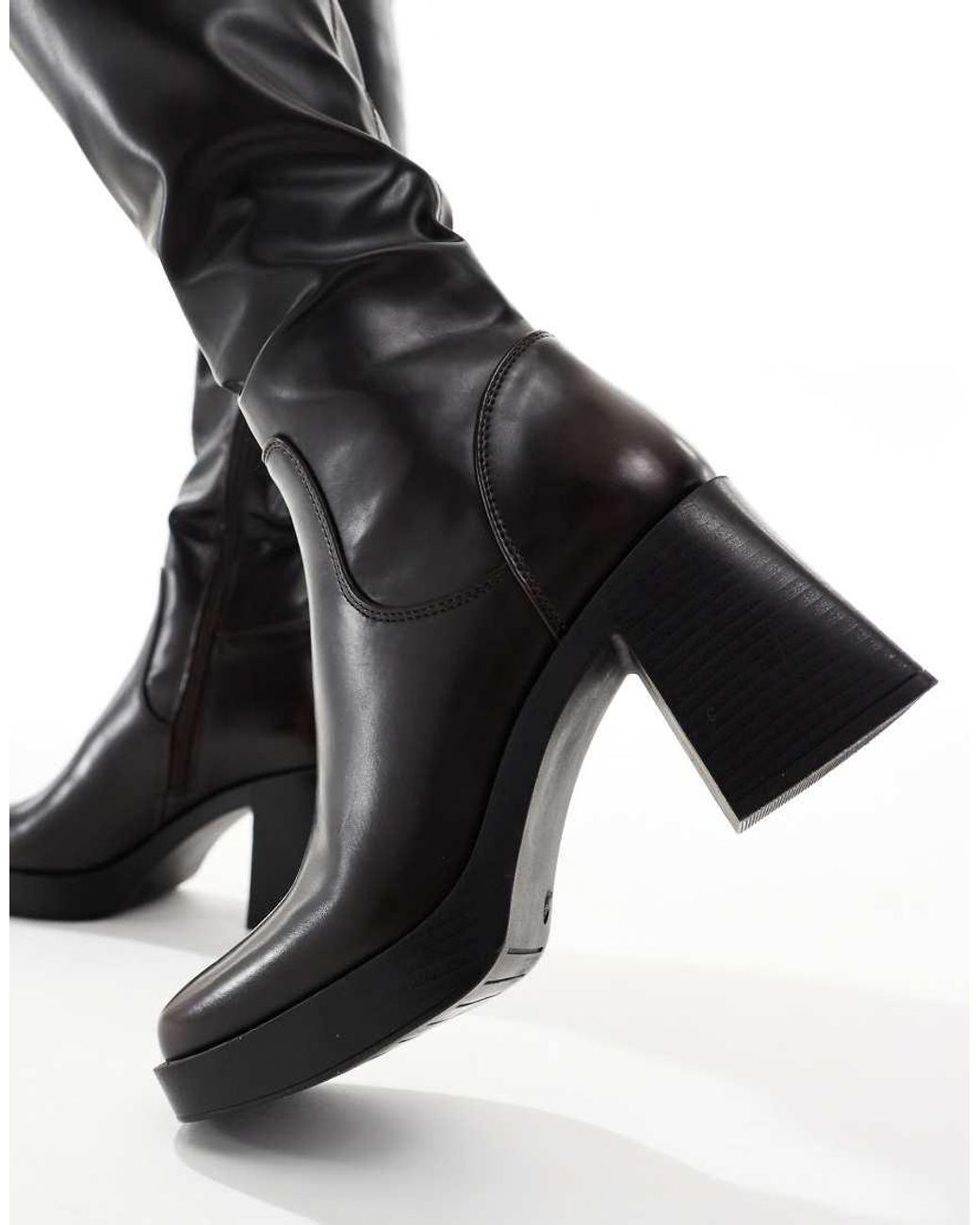 schuh Doja Chunky Knee Boots in Blue | Lyst UK