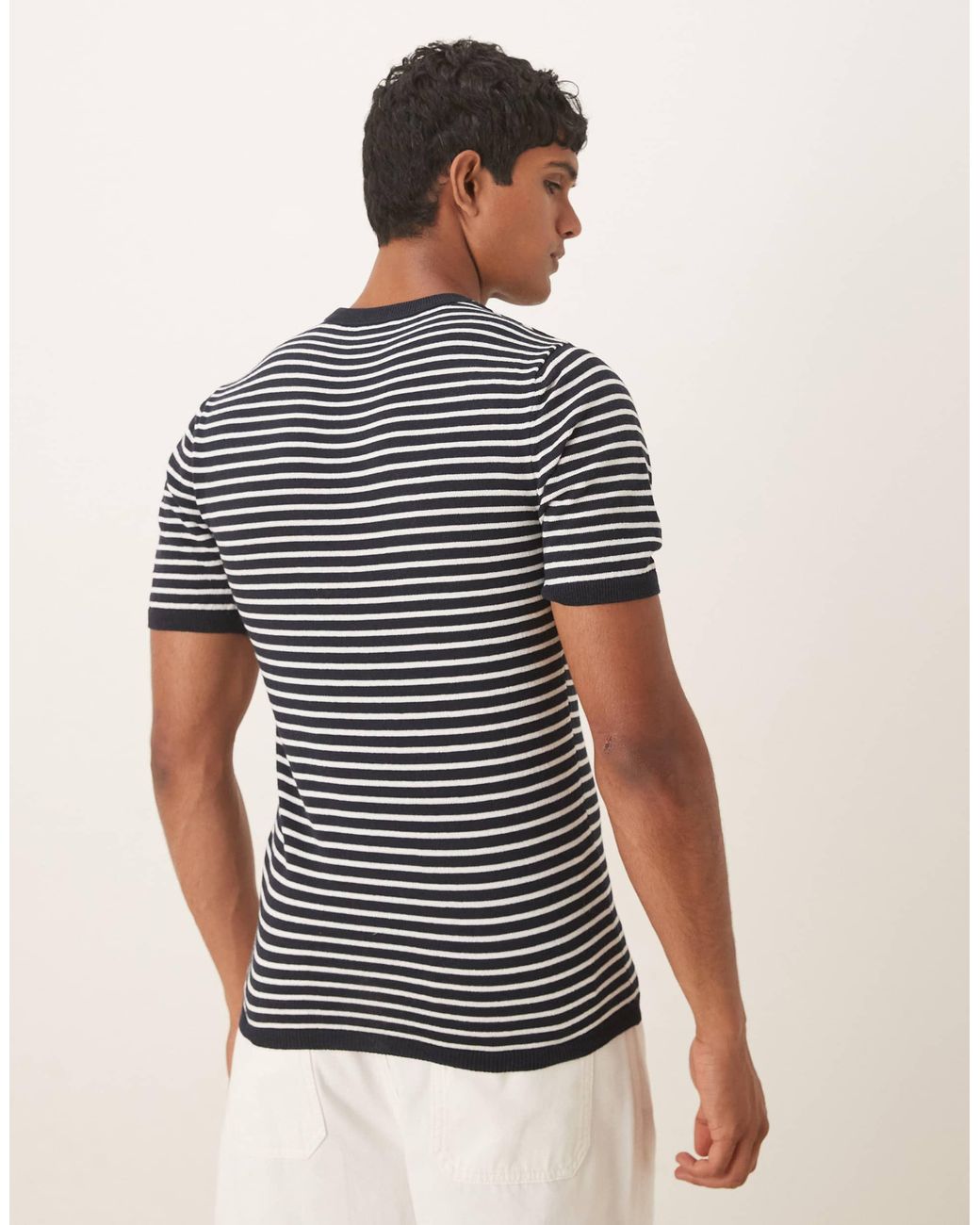 ASOS Muscle Fit Knitted Crew Neck T-shirt in Blue for Men | Lyst