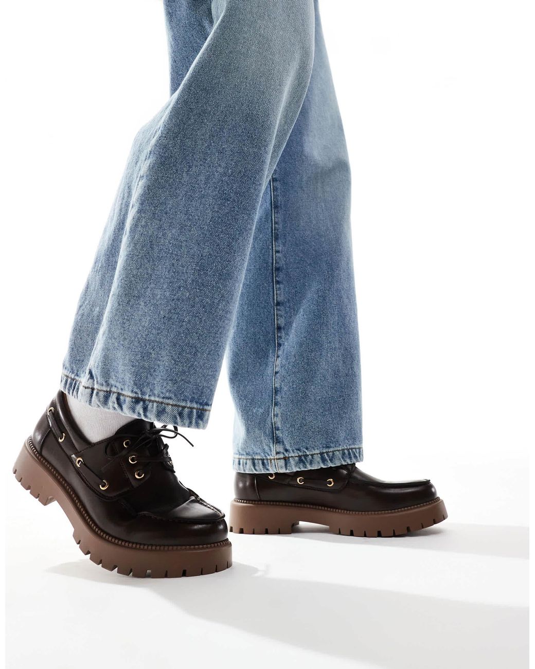 SEQWL Exton Boat Shoes With Chunky Sole in Brown for Men | Lyst