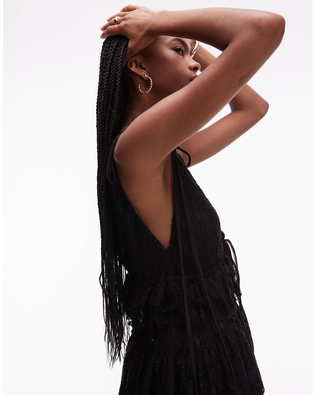 ASOS Lace Frill Volume Maxi Dress in Black | Lyst