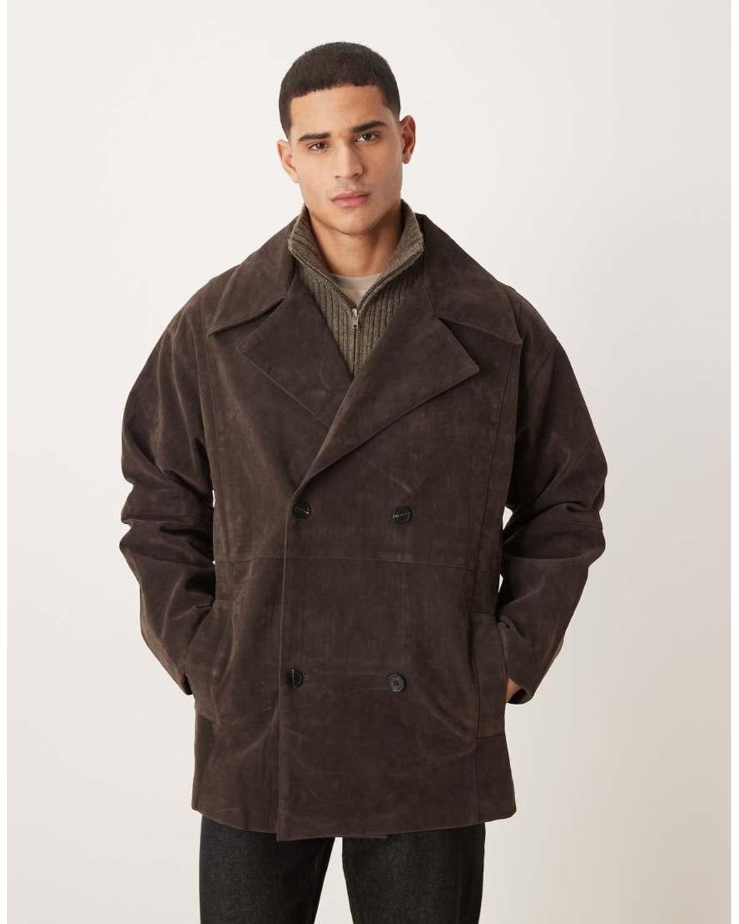 ASOS Extreme Oversized Mid Length Jacket in Brown for Men | Lyst UK