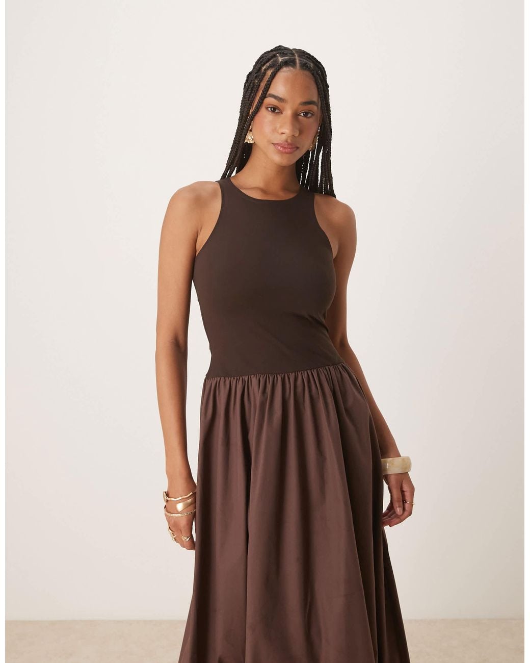 ASOS Hybrid Racer Maxi Dress in Brown | Lyst