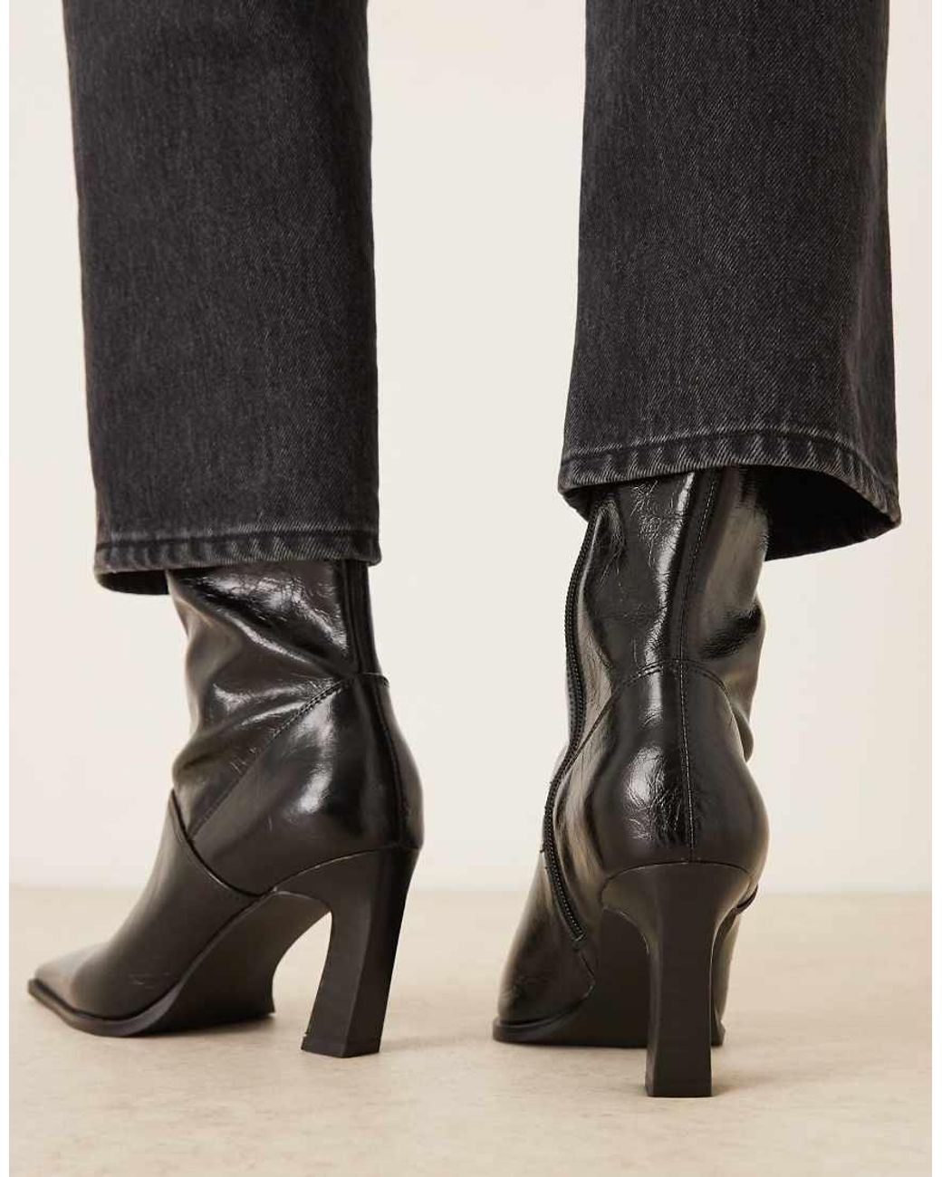 ASOS Estella Leather Chisel Toe Ankle Boots in Black | Lyst UK