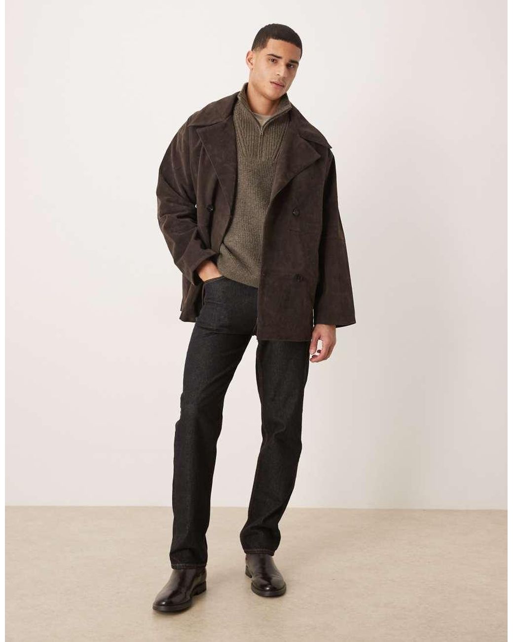 ASOS Extreme Oversized Mid Length Jacket in Brown for Men | Lyst UK