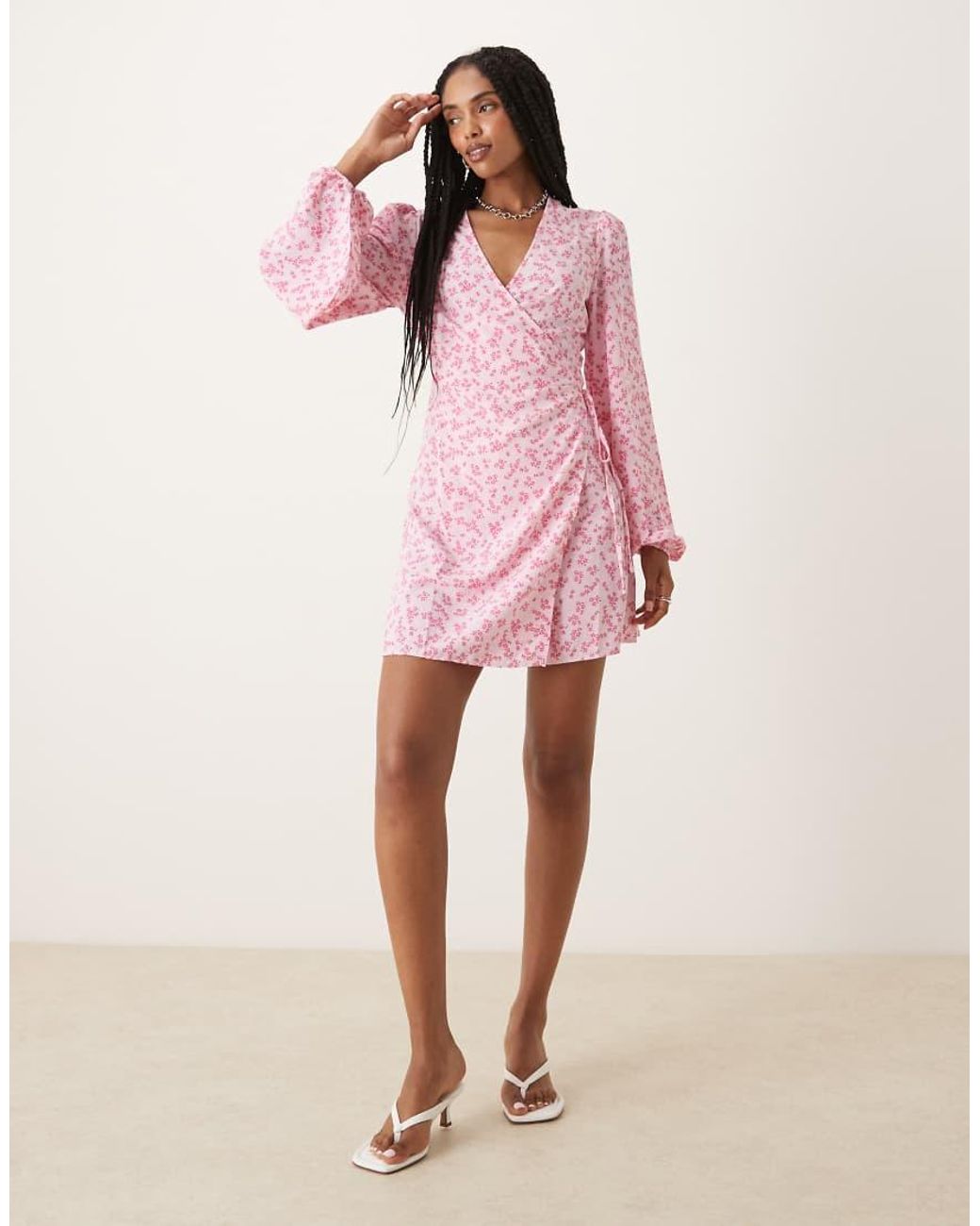 Collective The Label Wrap Mini Dress in Pink | Lyst UK