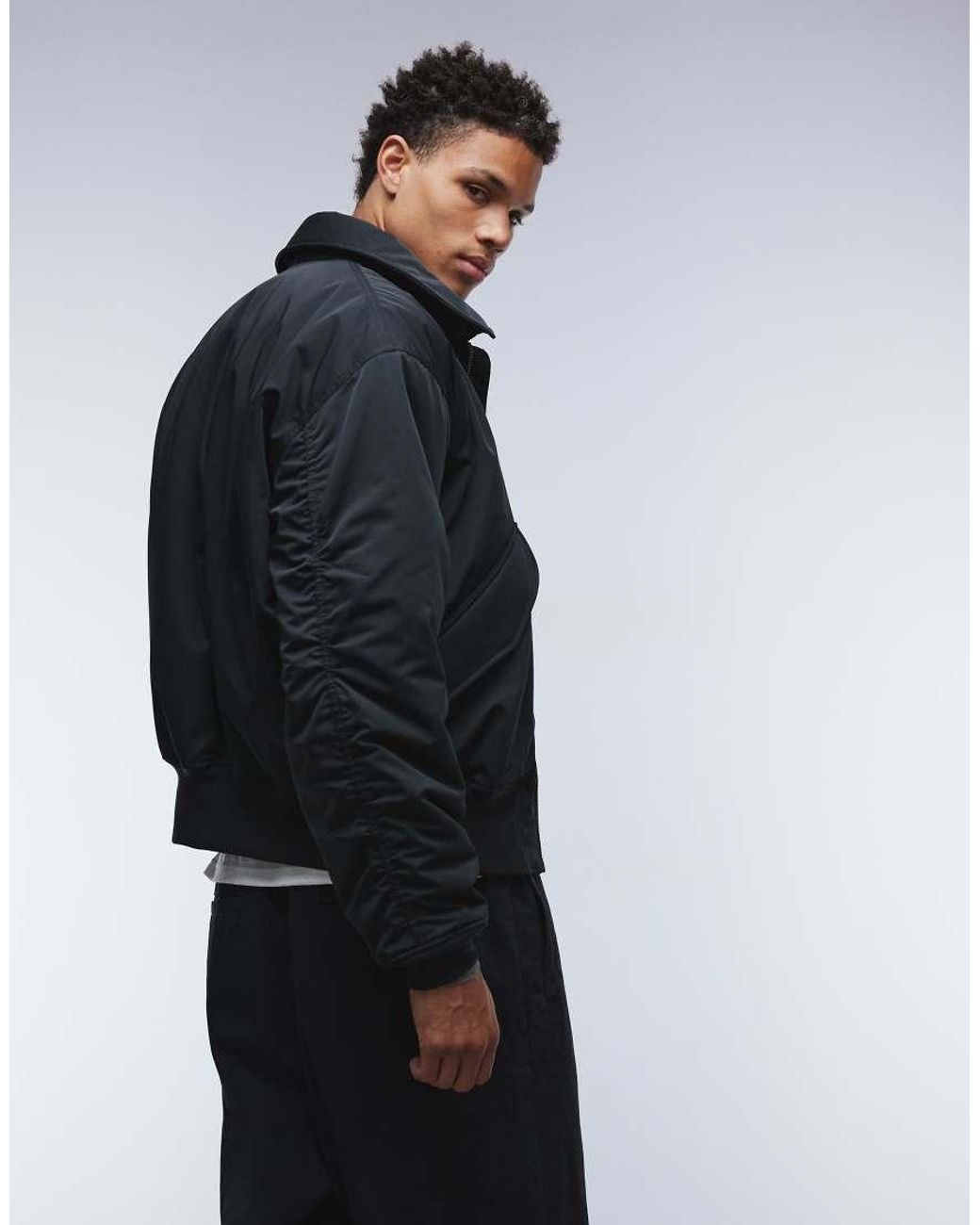 Weekday Oversized Bomber Jacket With Collar in Black for Men | Lyst UK