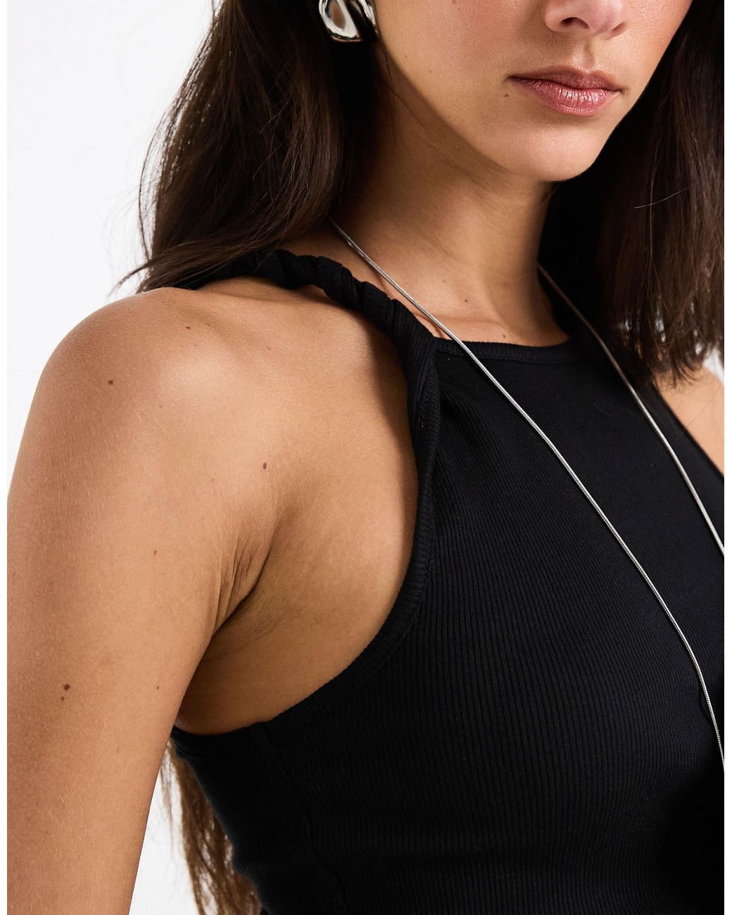ASOS Twist Detail Scoop Neck Cami in Black | Lyst