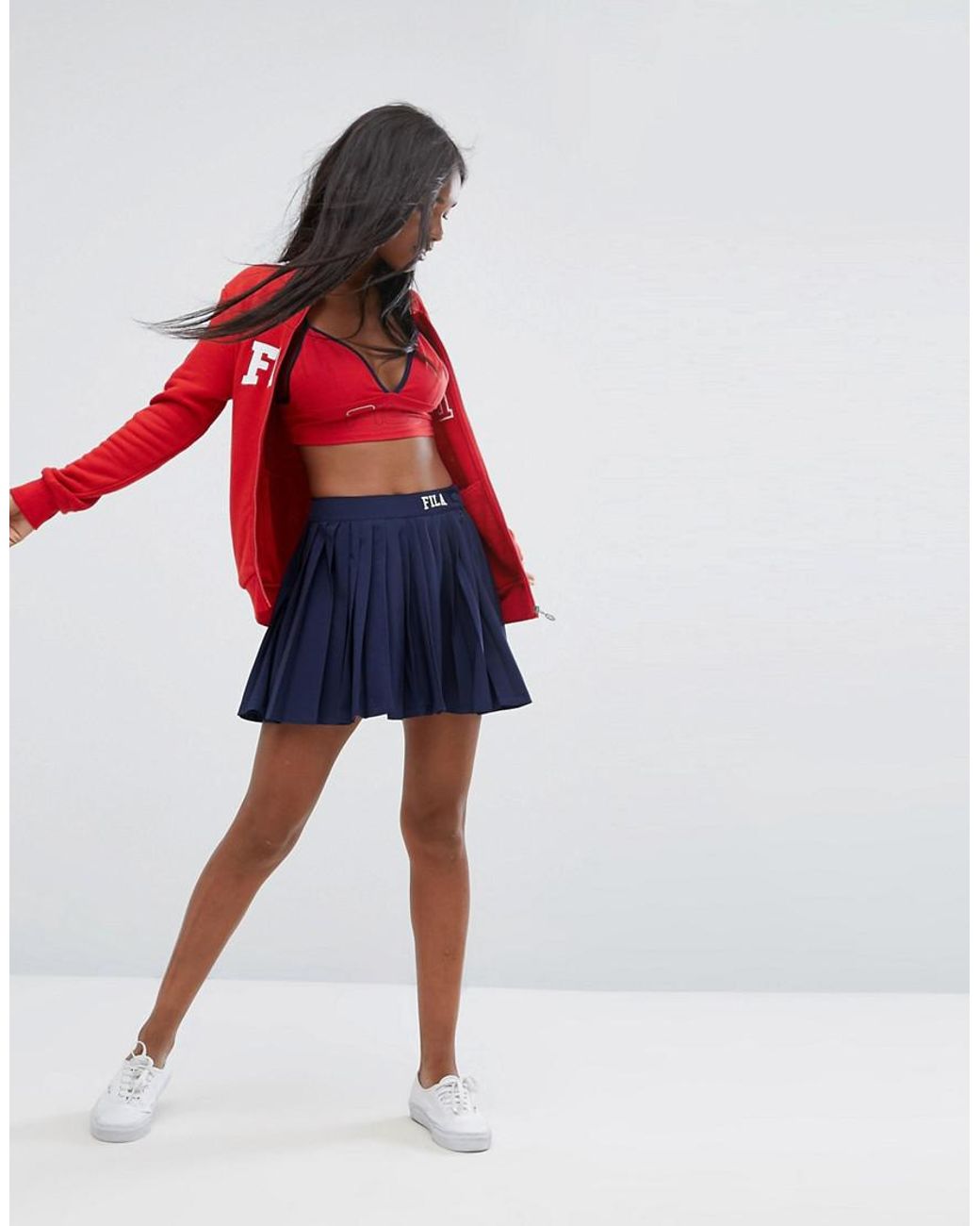 Fila Pleated Tennis Skirt In Luxe Fabric In Blue Lyst