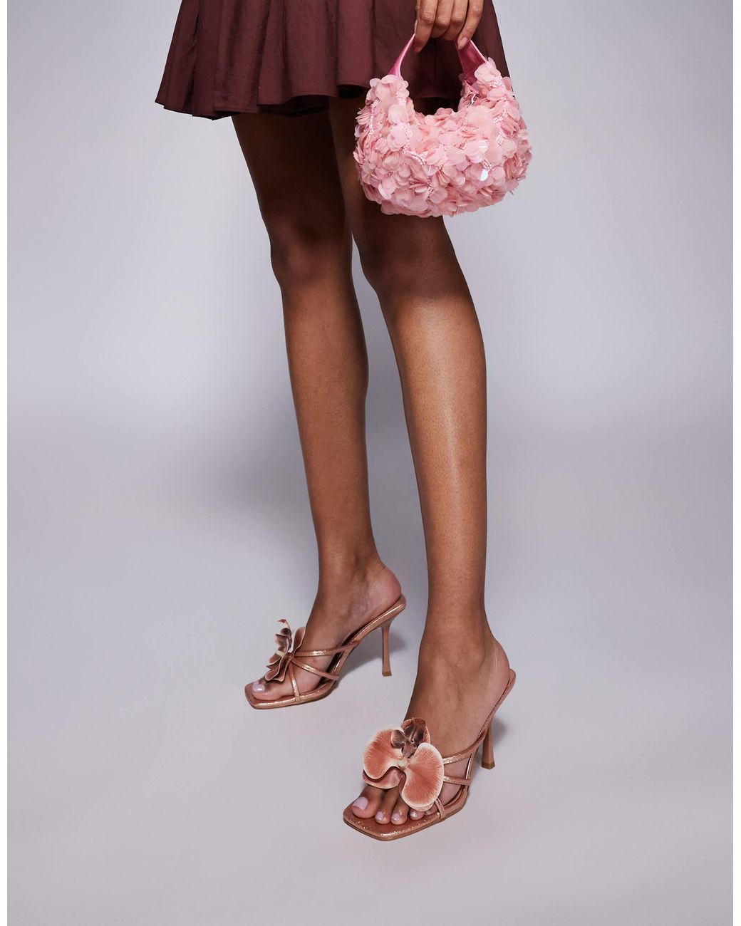 SIMMI Simmi London Manaia 3d Floral High Heeled Sandals in Brown | Lyst