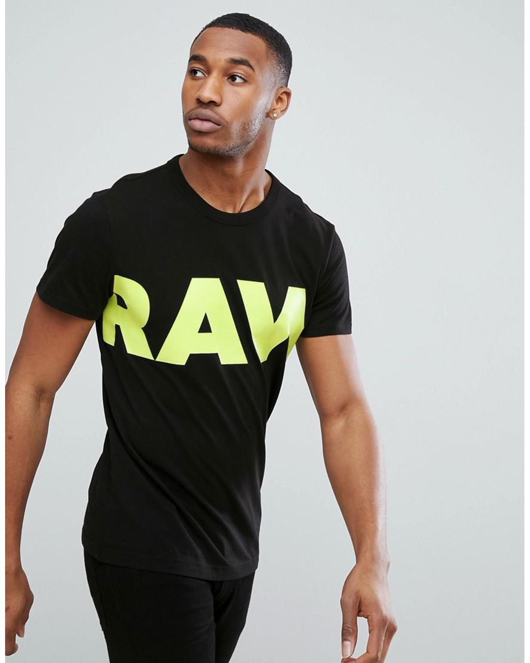 G-Star RAW Vilsi Neon Logo T-shirt in Black for Men | Lyst