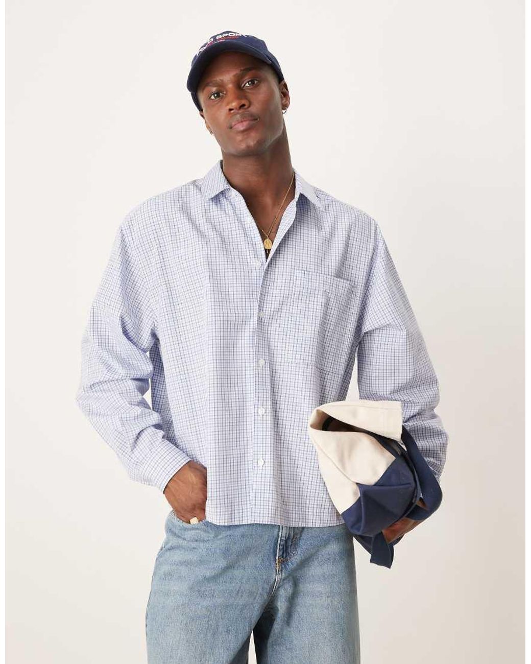 ASOS Oversize Boxy Shirt in Blue for Men | Lyst UK