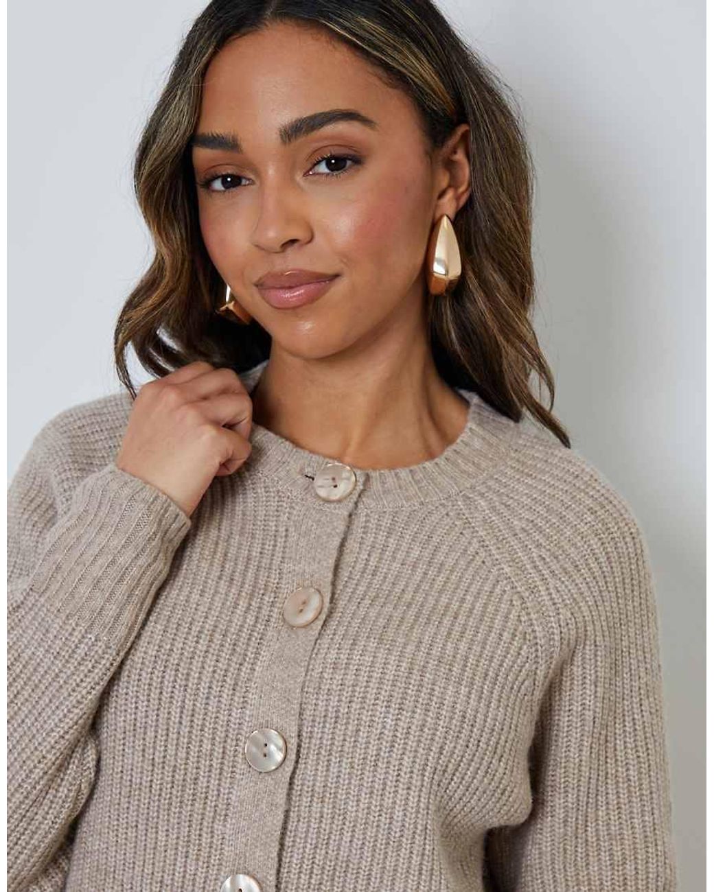 Threadbare Chunky Knit Button Up Cardigan in Grey | Lyst UK