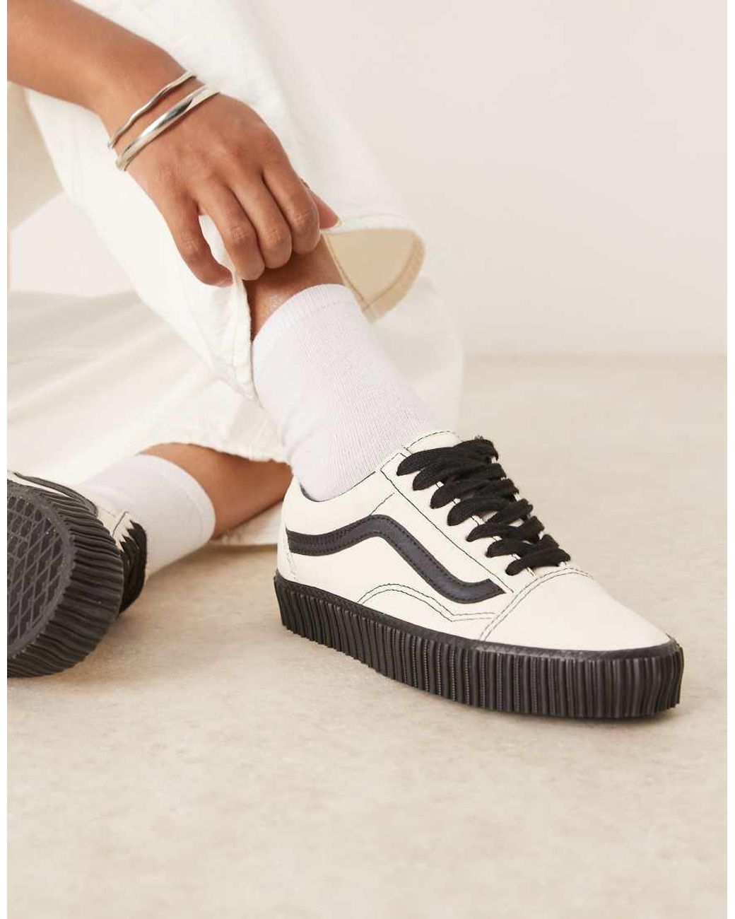 Vans Old Skool Creeper Trainers in Natural | Lyst UK