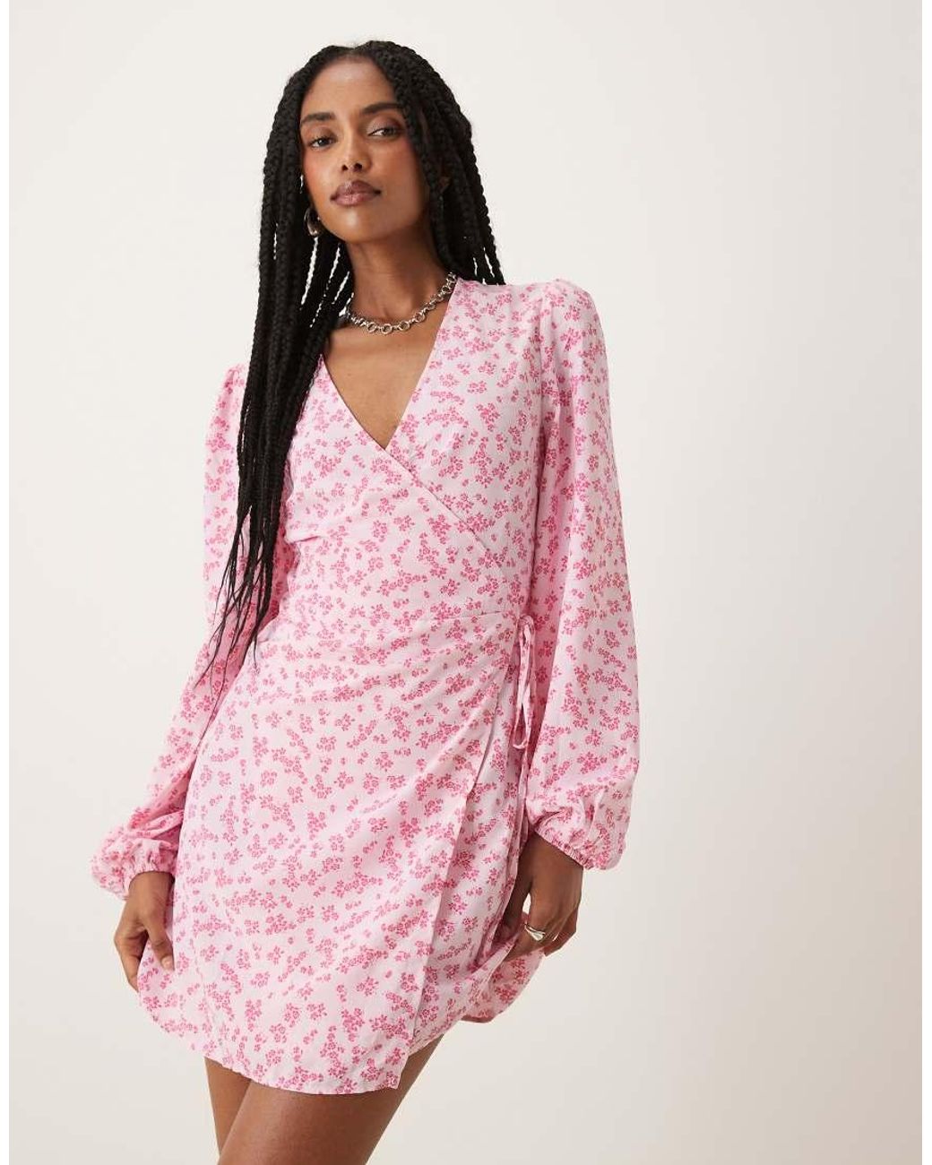 Collective The Label Wrap Mini Dress in Pink | Lyst UK