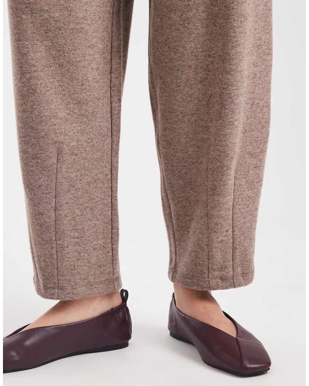 Threadbare Knit Barrel Leg Trackies in Natural | Lyst UK