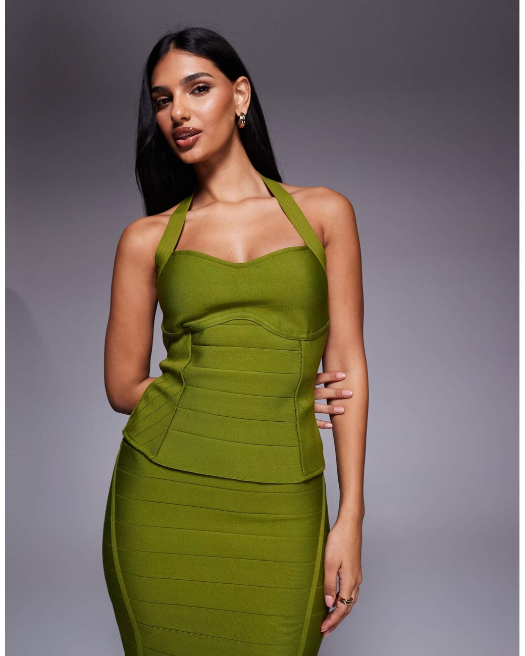Kaiia Exclusive Premium Sculpting Sweetheart Halterneck Bandage Top in ...