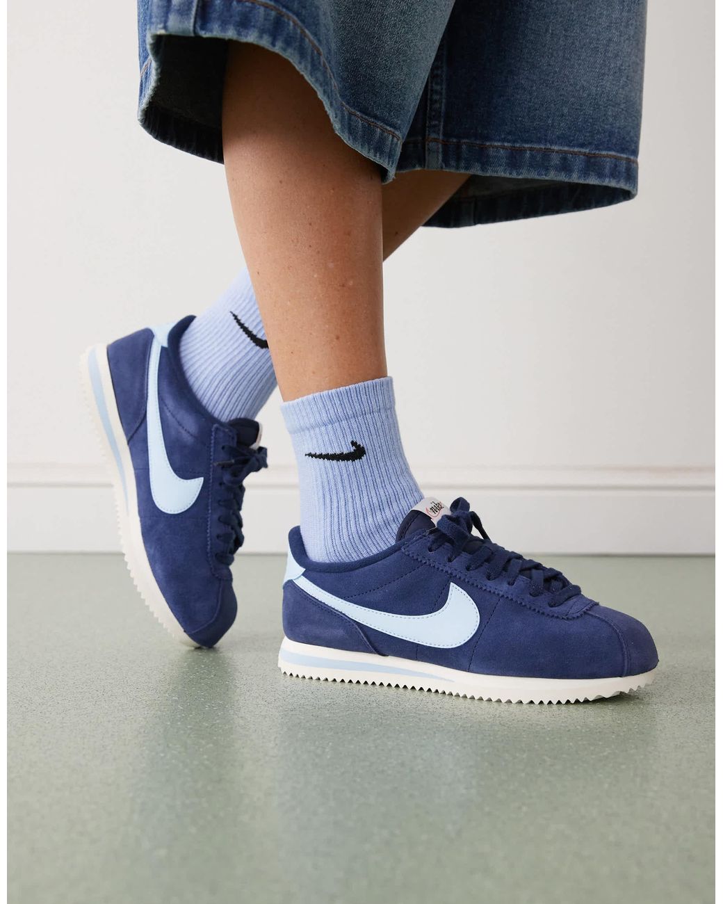 Nike Cortez Suede Sneakers in Blue | Lyst