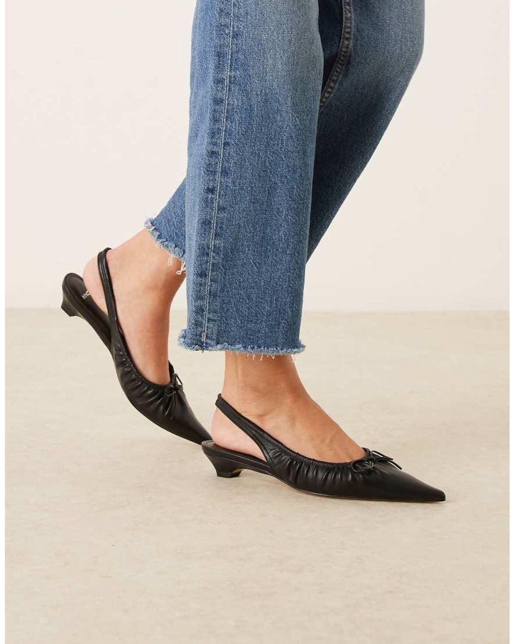 Mango Bow Detail Low Heeled Slingback in Blue | Lyst UK