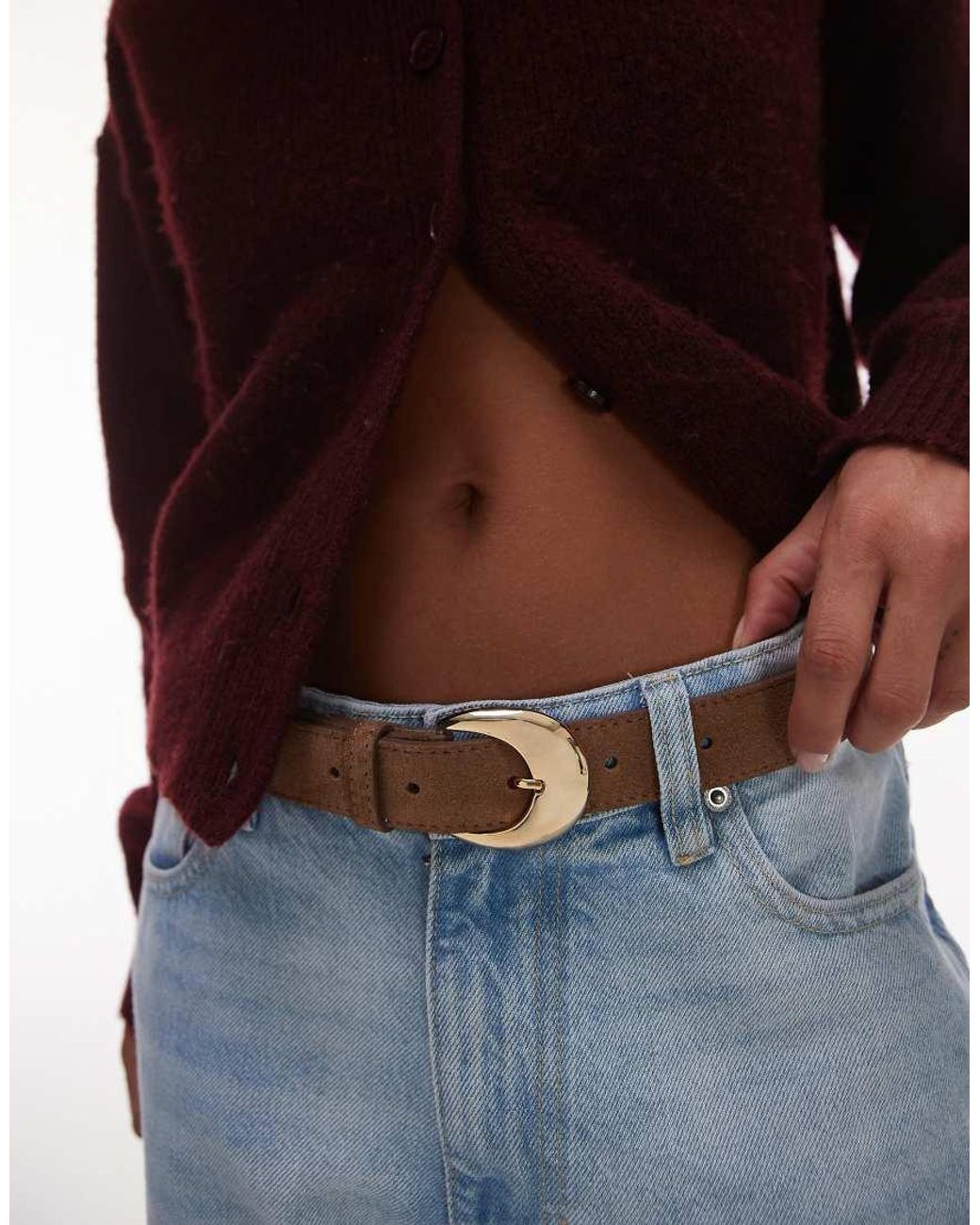 & Other Stories Suede Circle Buckle Belt in Blue | Lyst UK