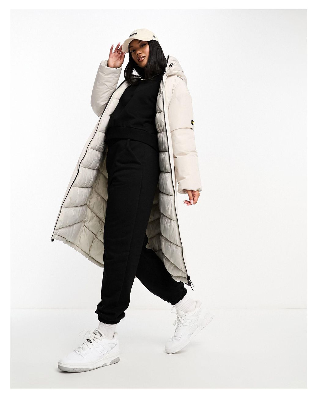 Barbour Montreal Reversible Showerproof Hooded Long Jacket in White ...