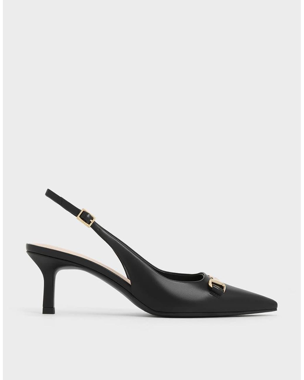 Charles & Keith Leslie Metallic-Accent Slingback Pumps in Black | Lyst UK