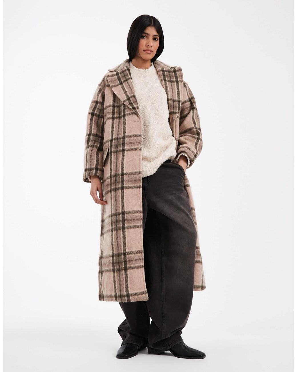 ASOS Brushed Formal Throw On Coat in Natural | Lyst