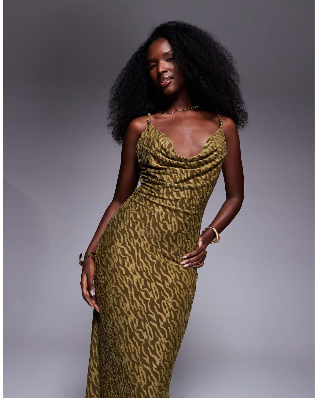 South Beach Cowl Neck Maxi Beach Dress in Brown | Lyst