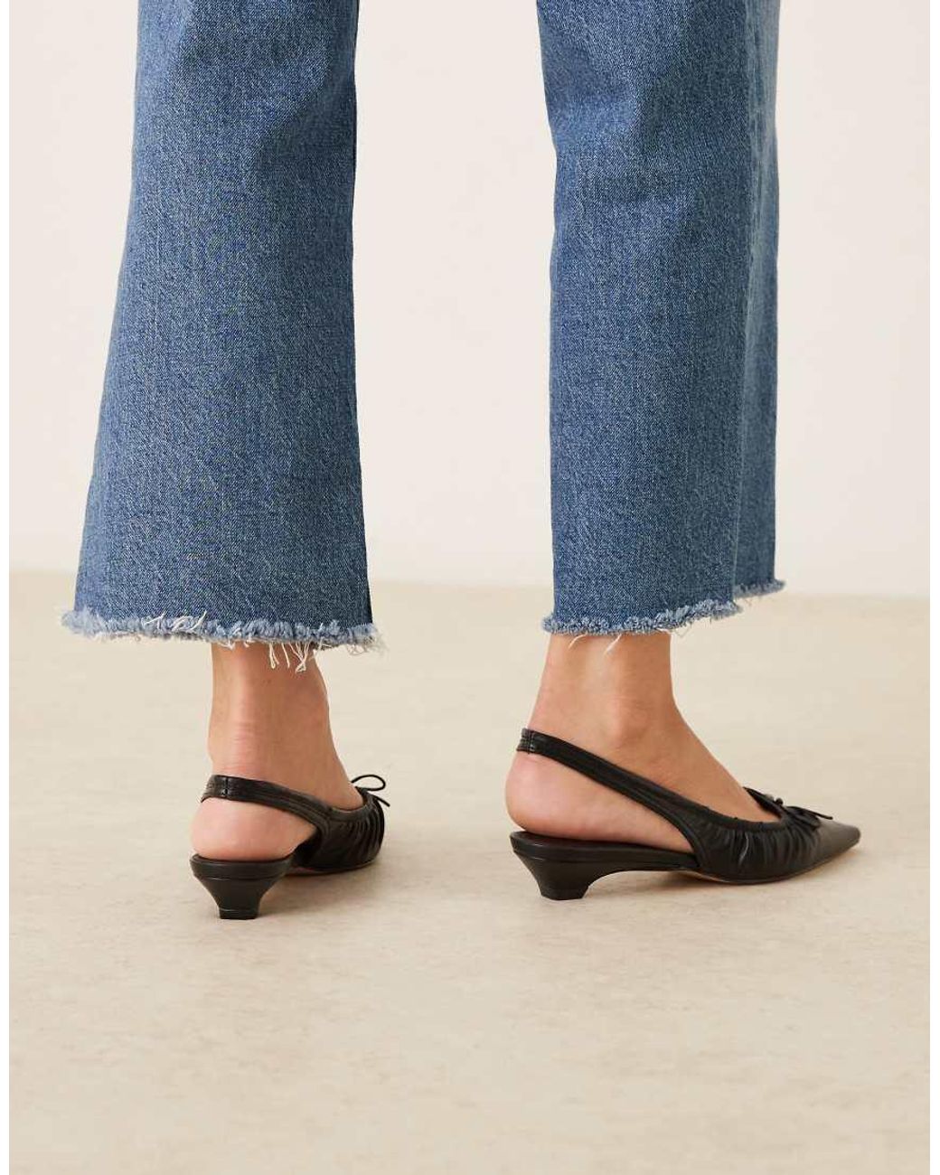 Mango Bow Detail Low Heeled Slingback in Blue | Lyst UK