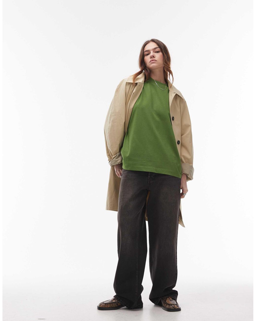 TOPSHOP Premium Basic Short Sleeve Tee in Green | Lyst Australia
