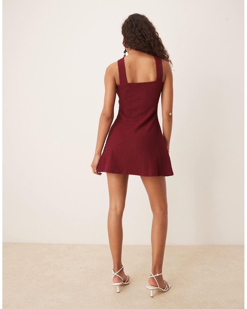 ASOS Textured Halter Cut Out Mini Dress With Hardware Detail | Lyst