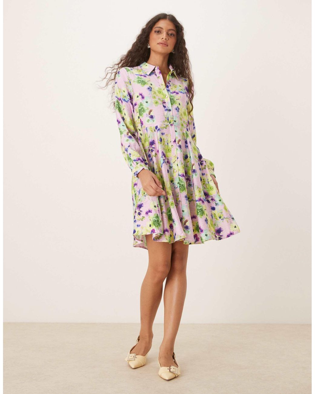 Y.A.S Flippy Hem Mini Shirt Dress | Lyst