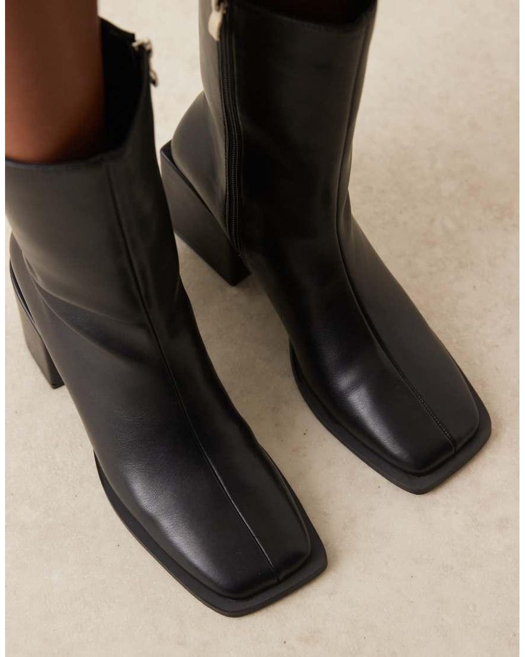 Glamorous Block Heel Square Toe Boots in Black | Lyst UK