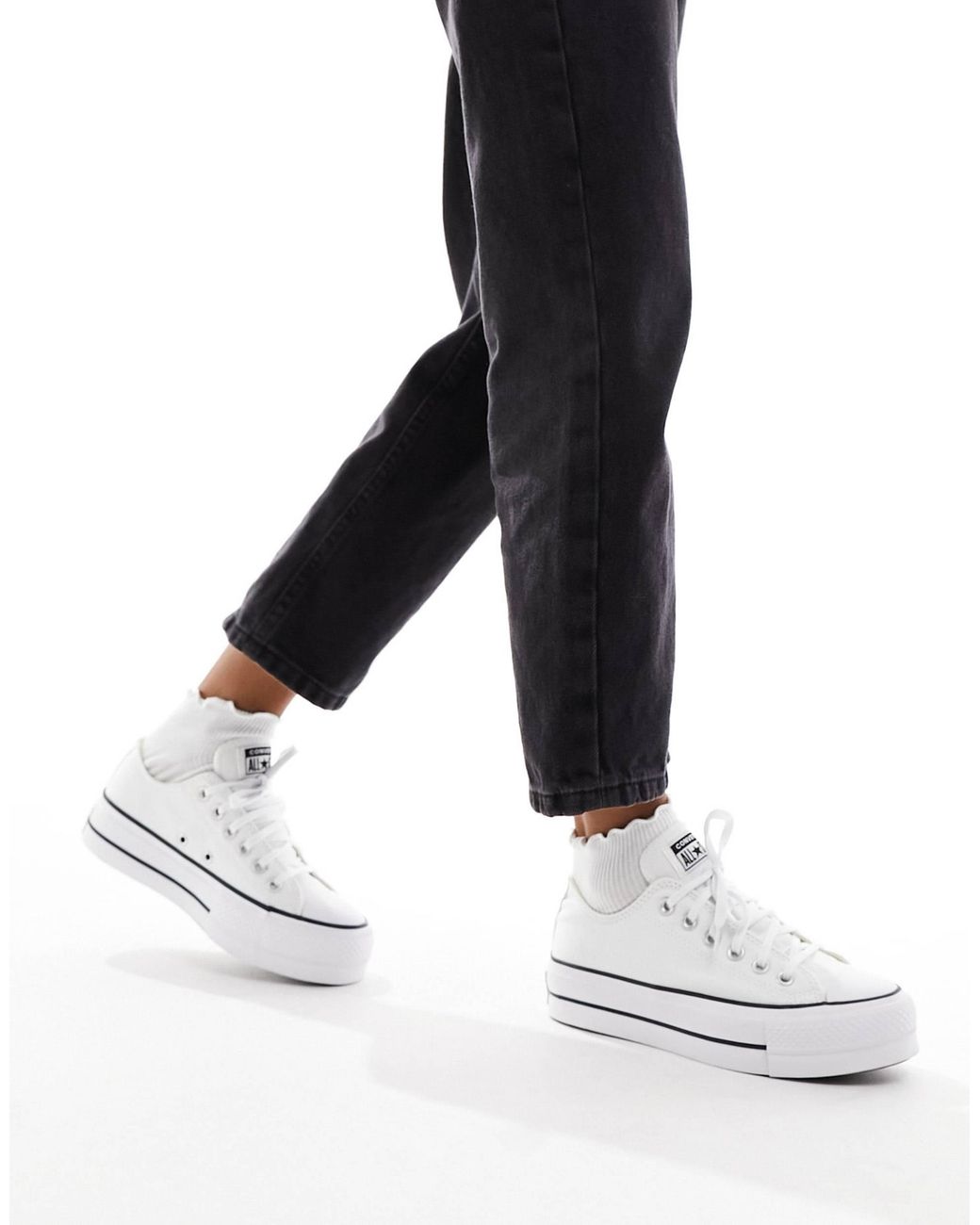 Converse Chuck Taylor All Star Hi Lift Canvas Sneakers in Black | Lyst