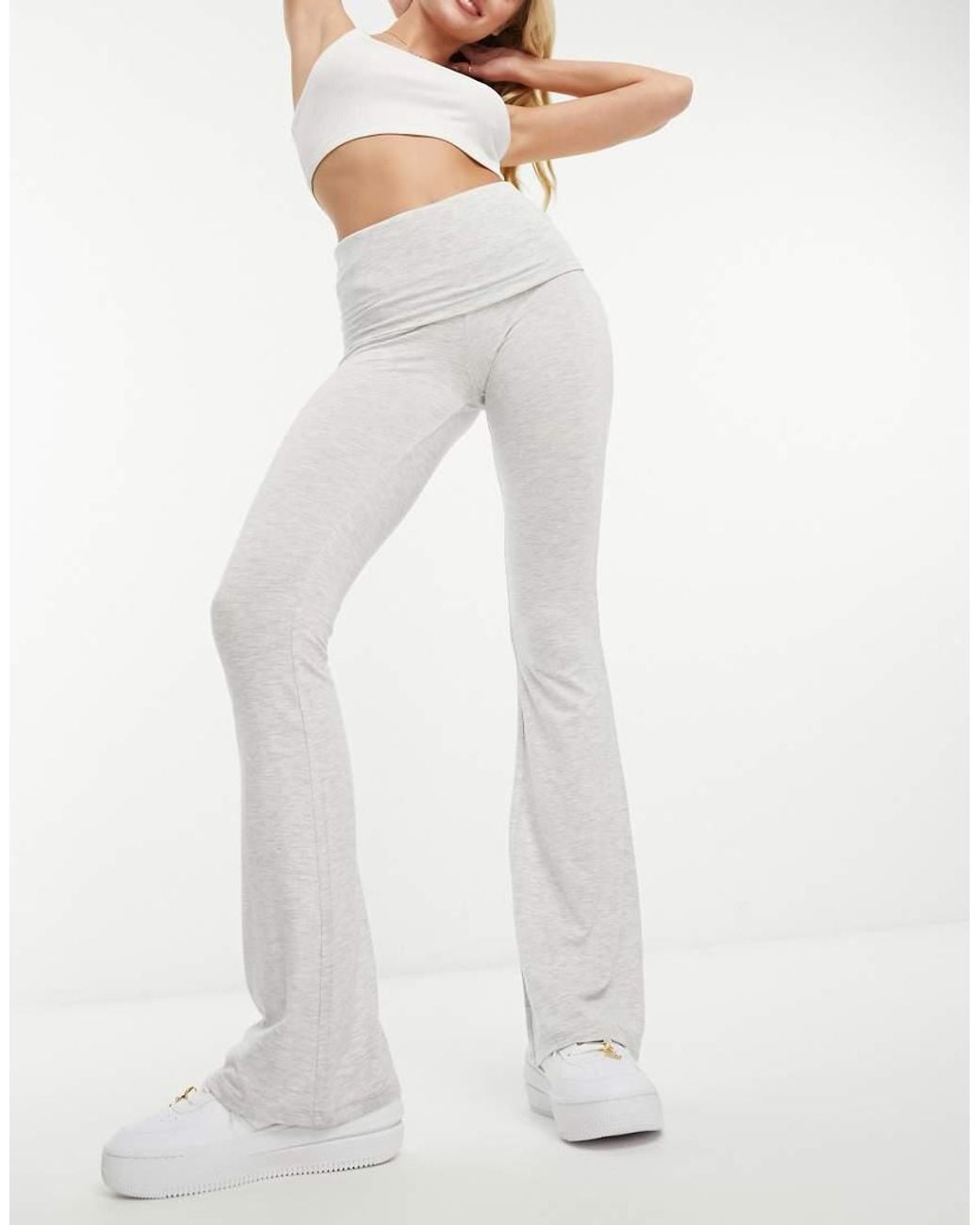 Miss Selfridge Low Rise Deep Fold Over Waistband Flare leggings in ...