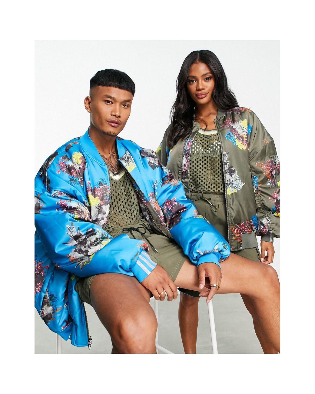 Ivy Park Adidas Originals X Unisex Printed Reversible Satin Bomber ...