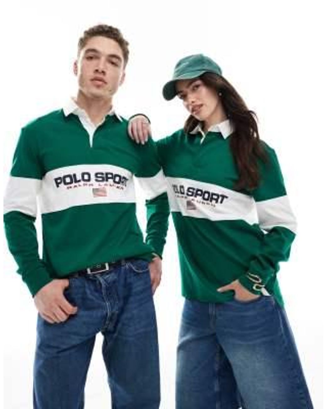 Polo Ralph Lauren Sport Capsule Unisex Flag Logo Chest Panel Rugby Polo Classic Oversized Fit in ...