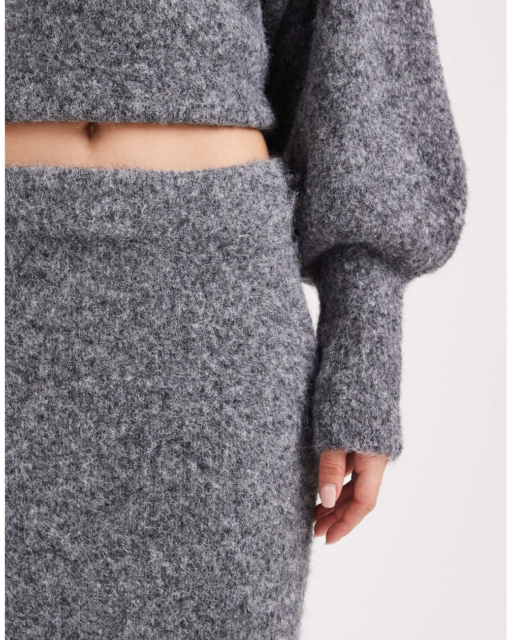 ASOS Fluffy Maxi Skirt Co-Ord in Gray | Lyst