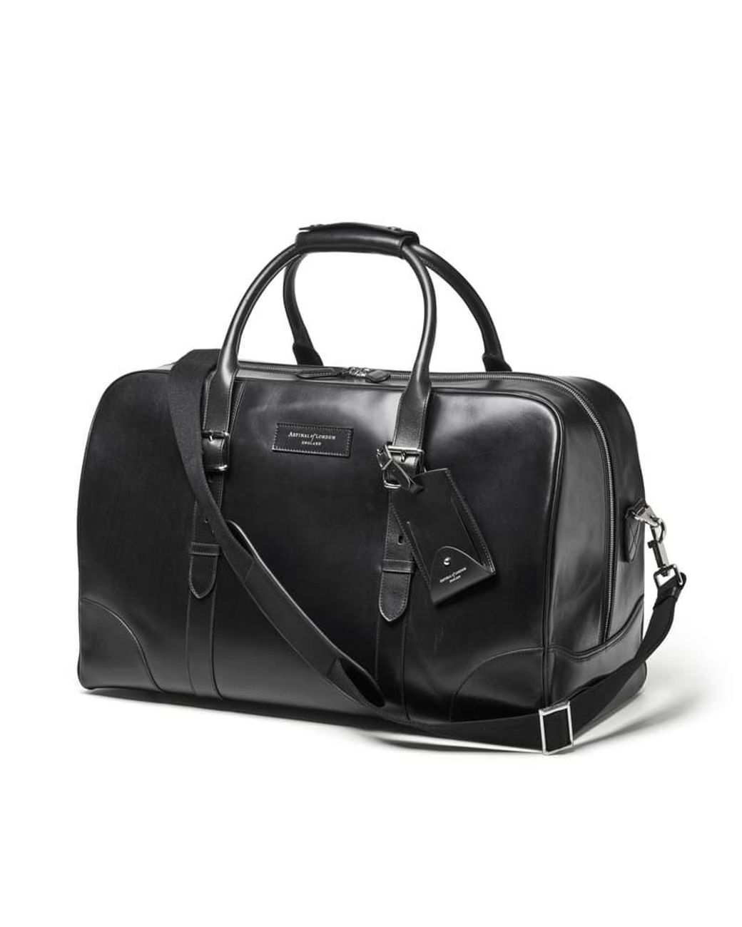 Aspinal of London Harrison Large Weekender Travel Bag in Black for Men ...
