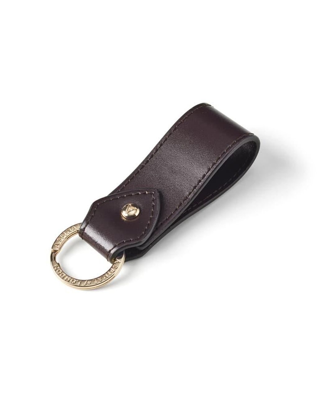 Aspinal of London Small Leather Loop Keyring in Brown | Lyst