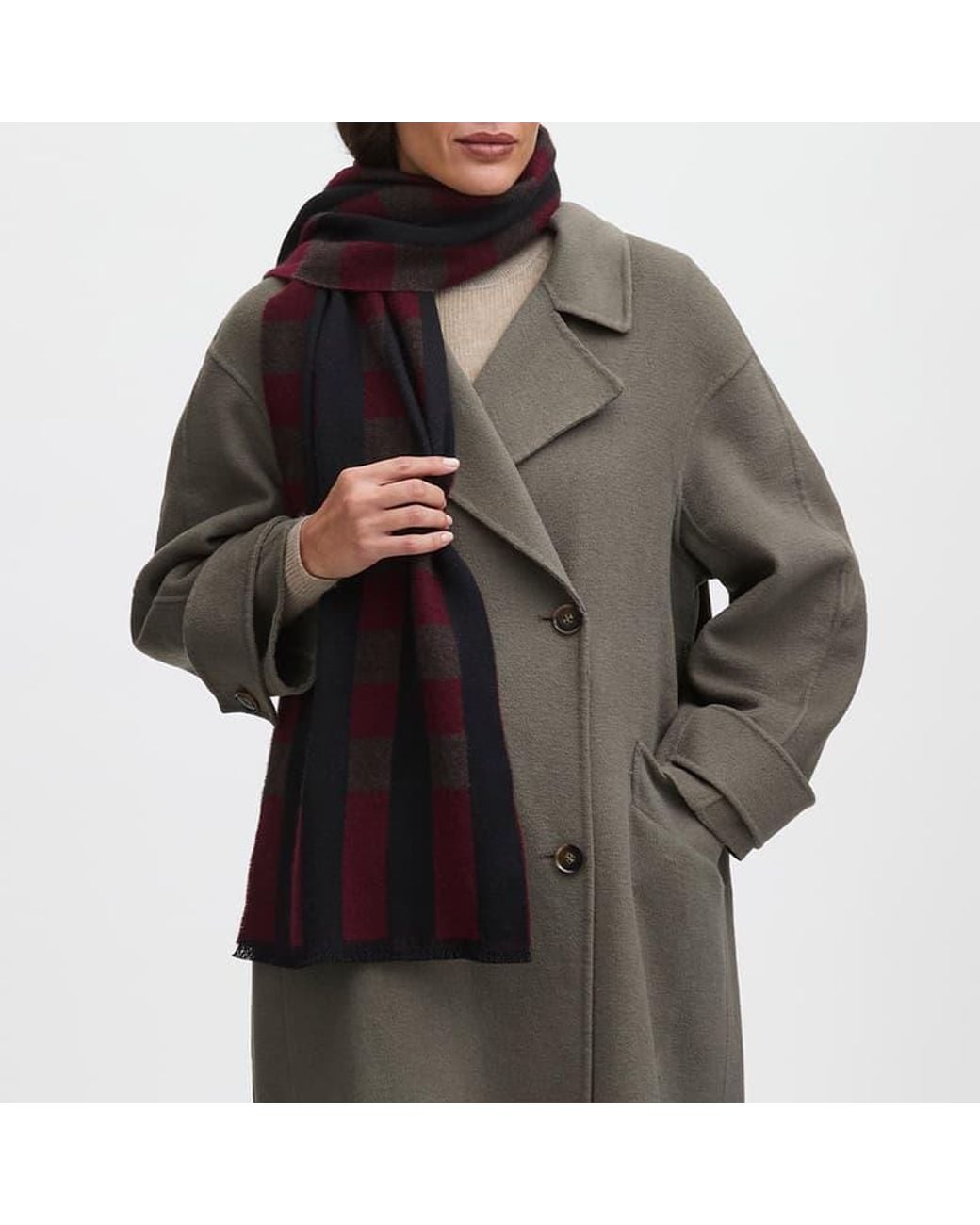 Aspinal of London Exploded Check Wool Scarf in Purple | Lyst