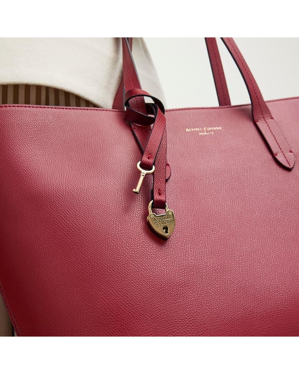 Aspinal of London Zipped East West Tote With Charm in Red | Lyst