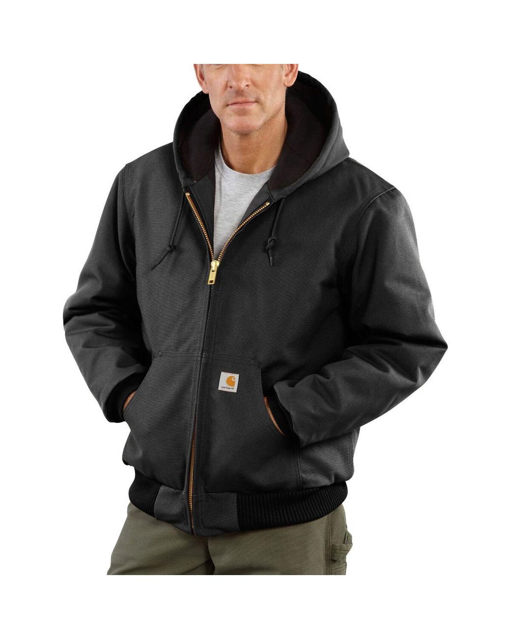 Carhartt J140 Loose Firm Duck Ins Flannel-Lined Active Jacket in Black ...