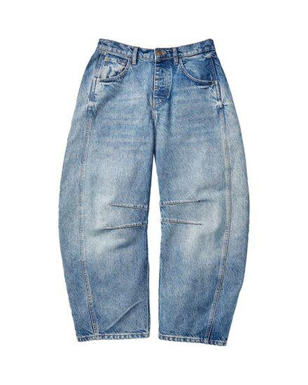 Free People Good Luck Mid Rise Barrel Pant in Blue | Lyst