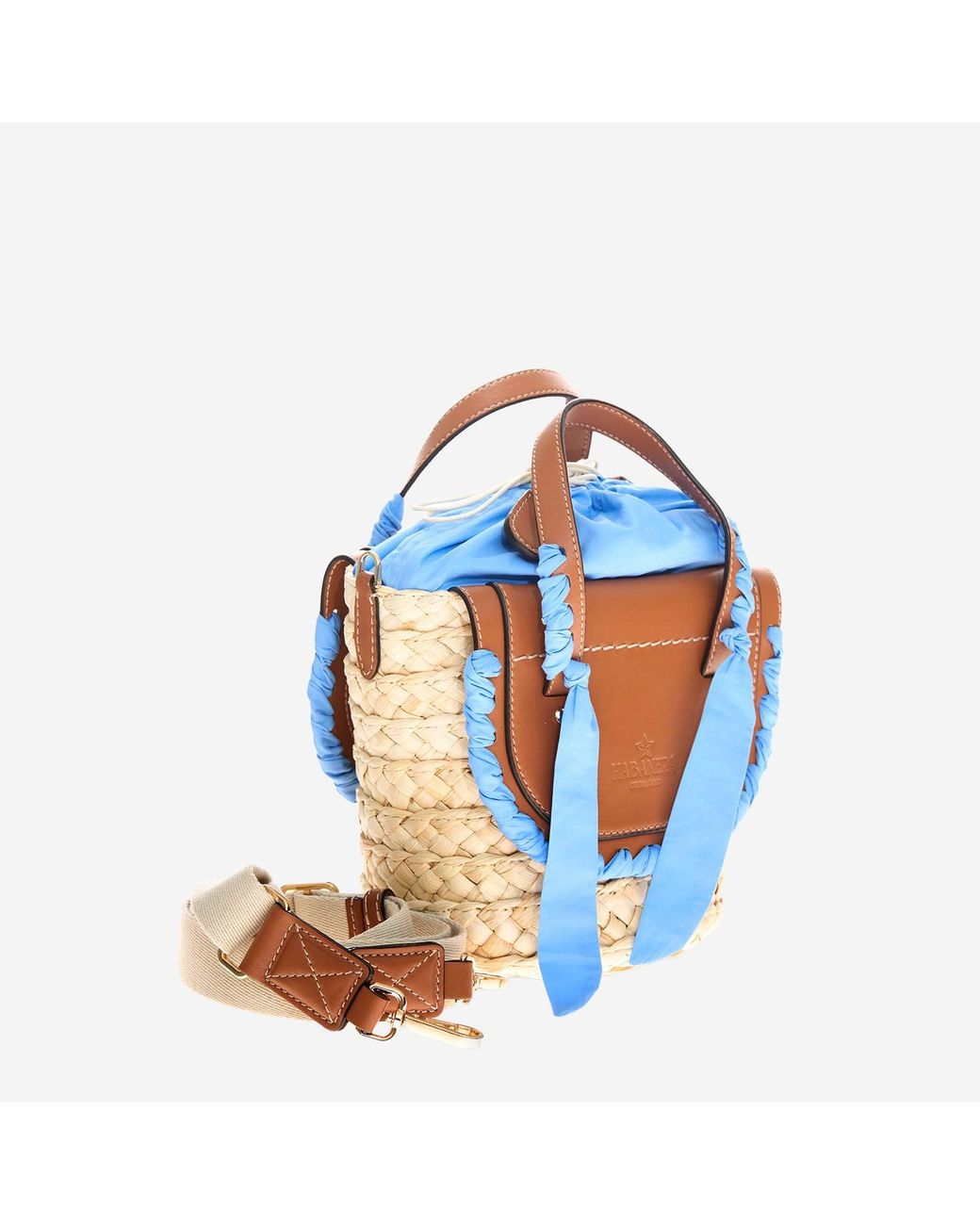 CUBA LAB Habanera Leather And Rafia Bag in Blue | Lyst
